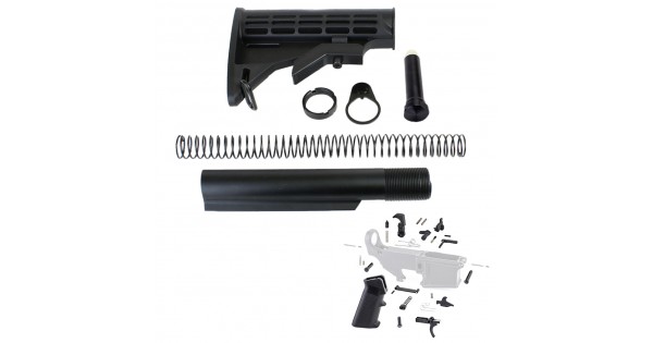 AR-15 6 Position Stock Kit -Mil Spec w/ Lower Parts Kit - Standard Grip ...