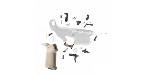 AR-10/LR-308 Lower Parts Kit w/FDE Magpul Grip & Tan Trigger Guard