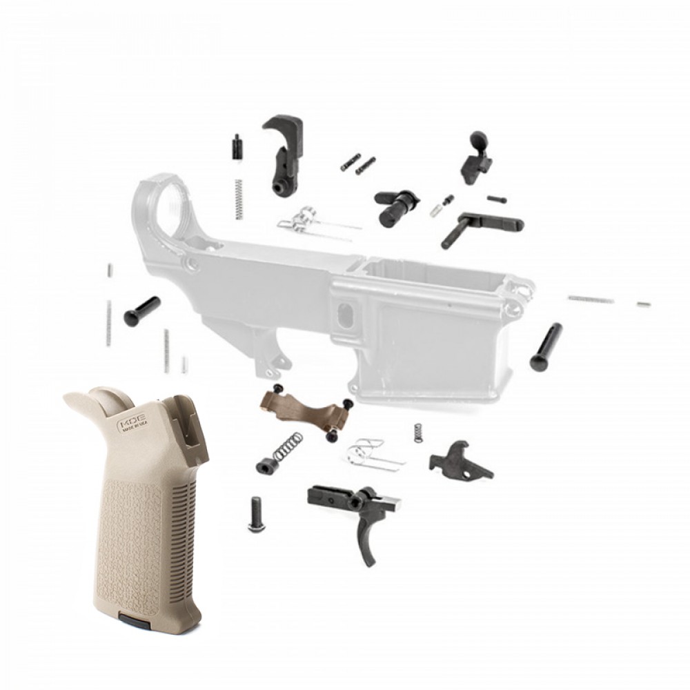 308 Lower Parts Kit w/FDE Magpul Grip & Tan Trigger Guard
